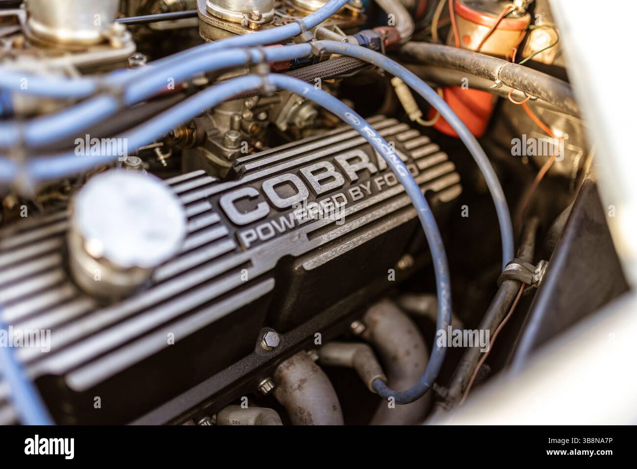 Rome, italy 4 may 2025: close-up of a vintage cobra engine ...