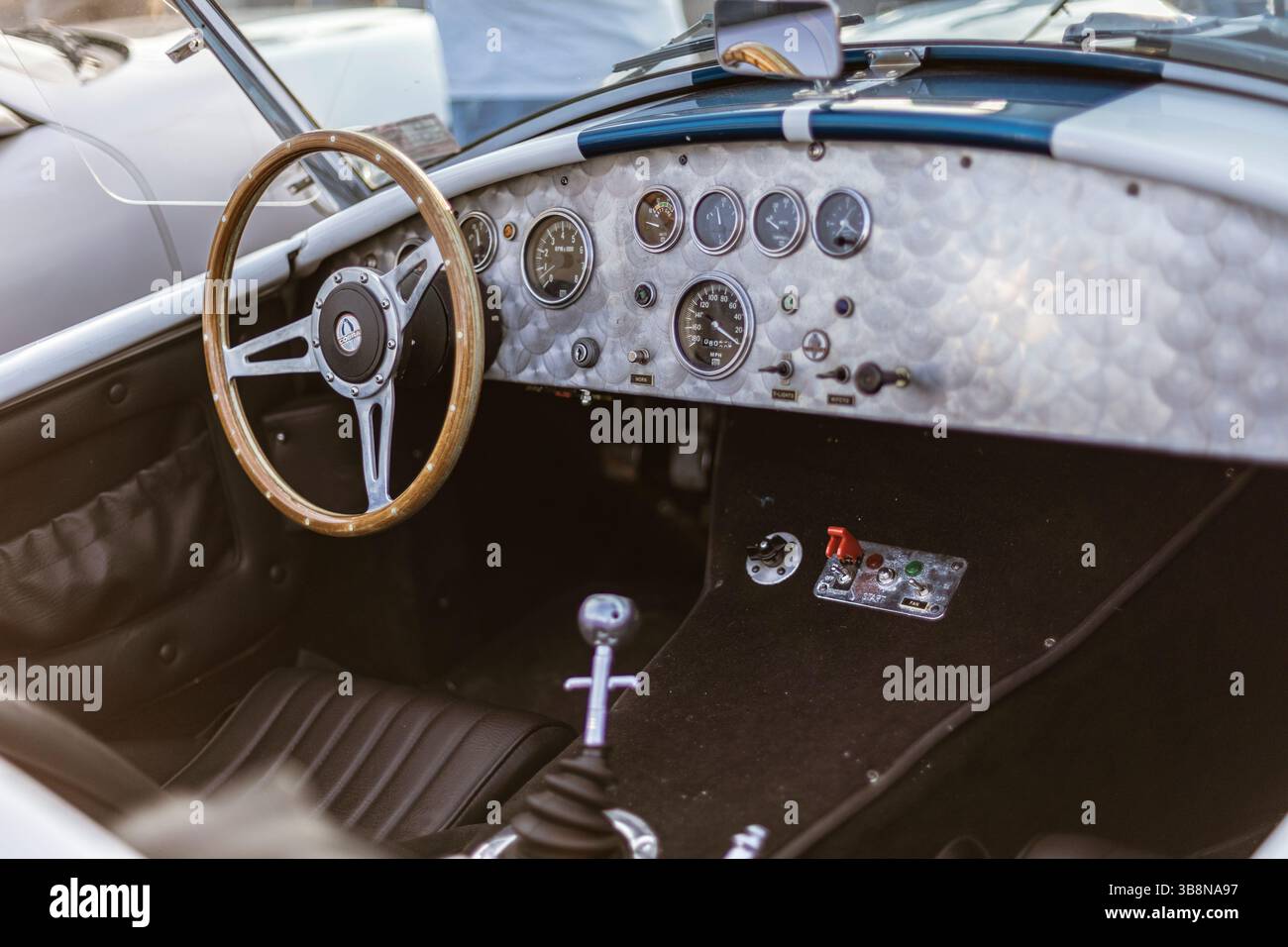 Rome, italy 4 may 2025: luxurious interior of a vintage ac cobra ...