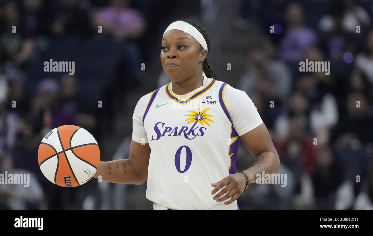 Los Angeles Sparks guard Odyssey Sims against during a WNBA preseason ...