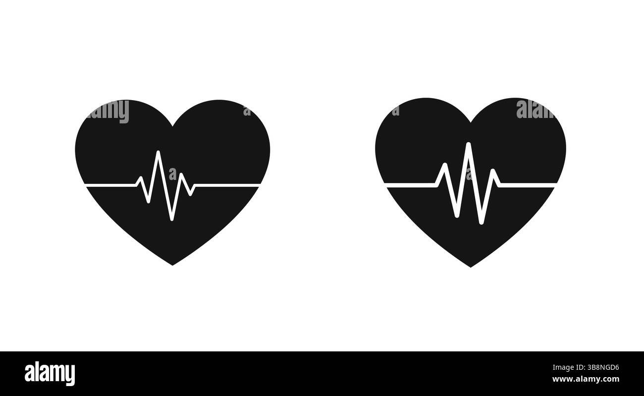 Heartbeat icon vector set, heart rate monitor symbol, medical health ...