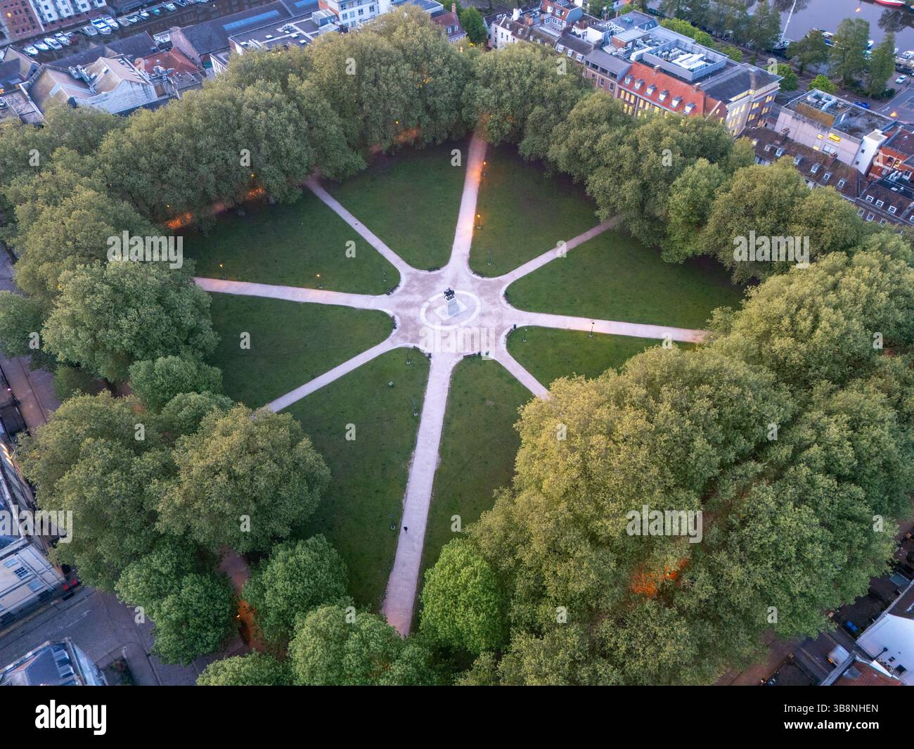 Aerial image of Queen Square and Bristol Cityscape at Sunrise Stock ...