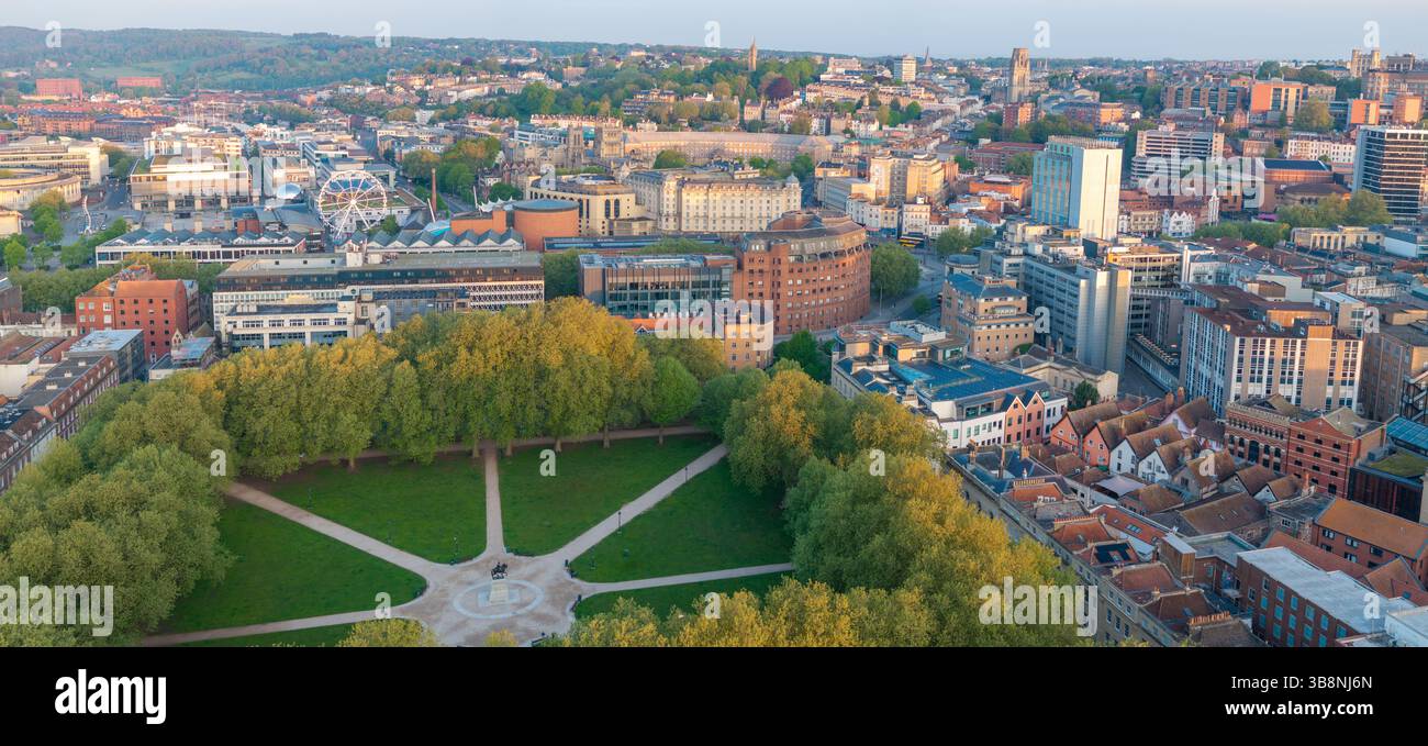 Aerial image of Queen Square and Bristol Cityscape at Sunrise Stock ...
