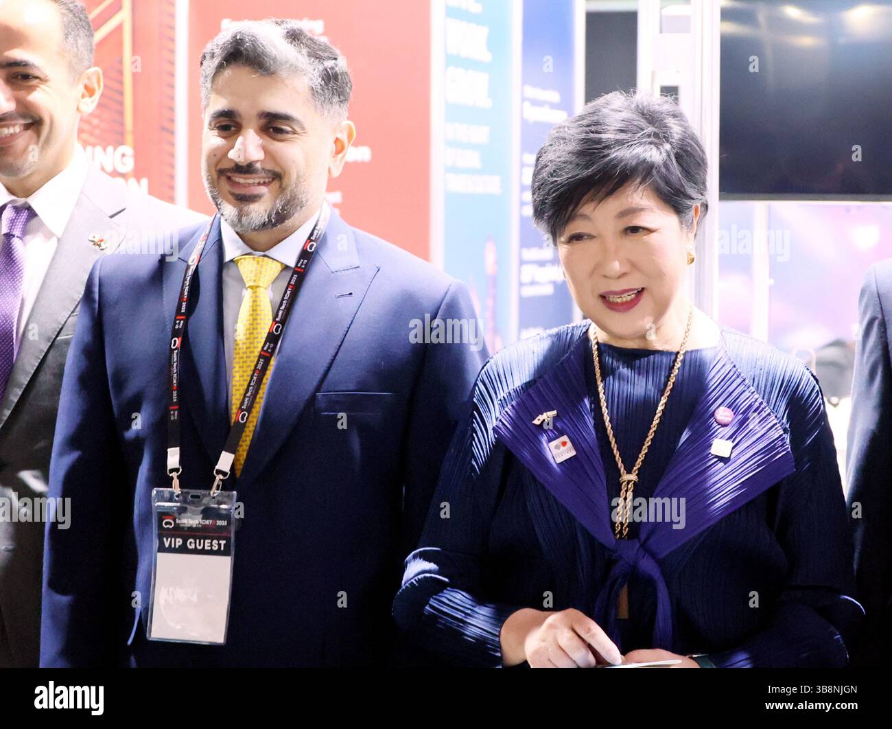 Tokyo, Japan. 8th May, 2025. Tokyo Govedrnor Yuriko Koike (R) shares smiles with UAE's Abu Dhabi ...