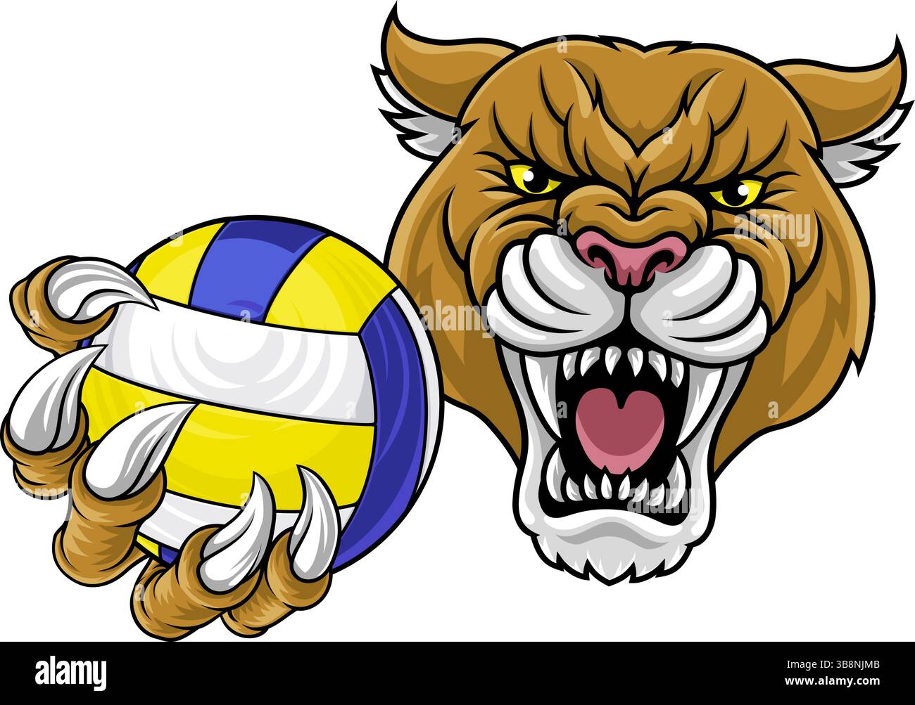Cougar Panther Lion Puma Cat Volleyball Mascot Stock Vector Image & Art ...