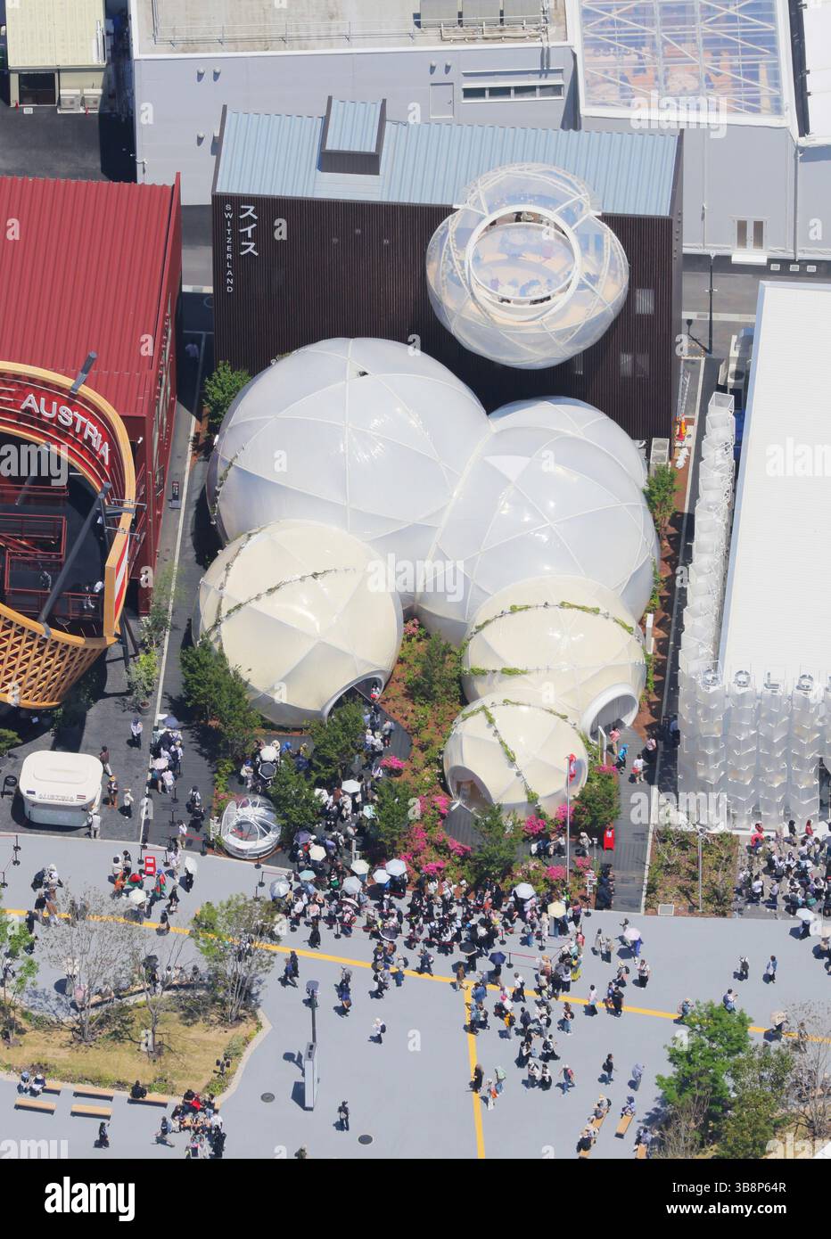 A photo shows Switzerland pavilion at Yumeshima, venue for Expo 2025 ...