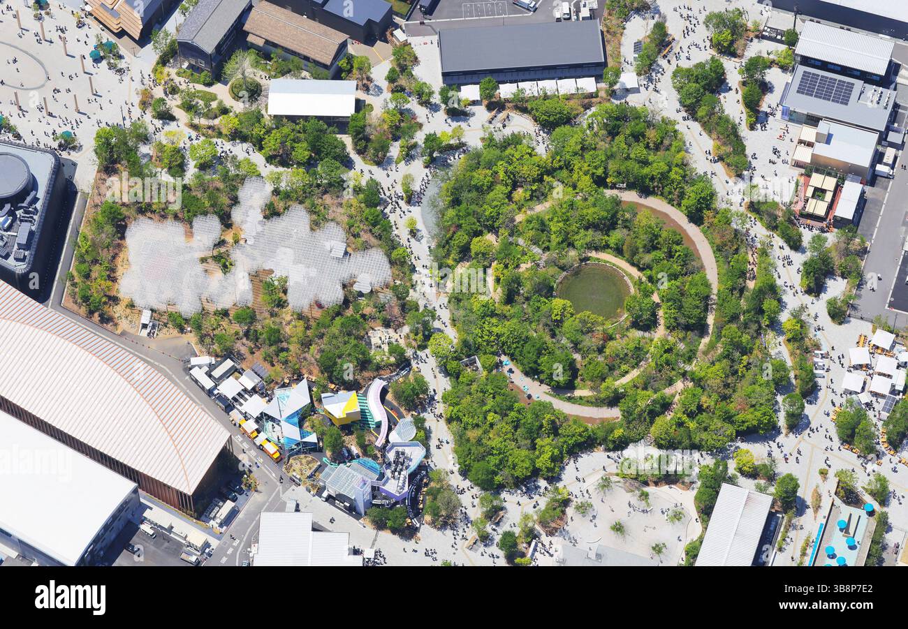 A photo shows Yumeshima, venue for Expo 2025 Osaka, Kansai, Japan in ...
