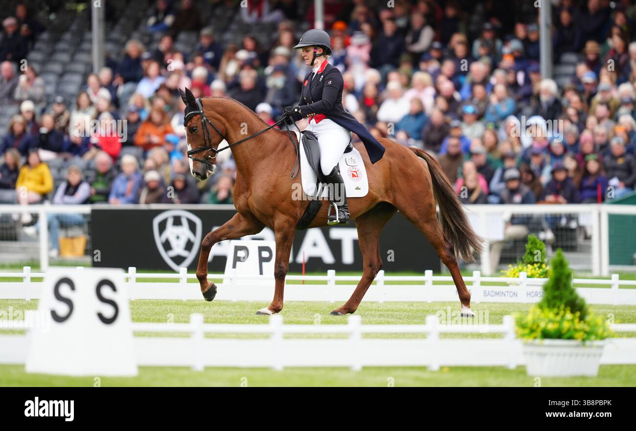 Gemma Stevens on Chilli Knight during the dressage stage on day two of ...