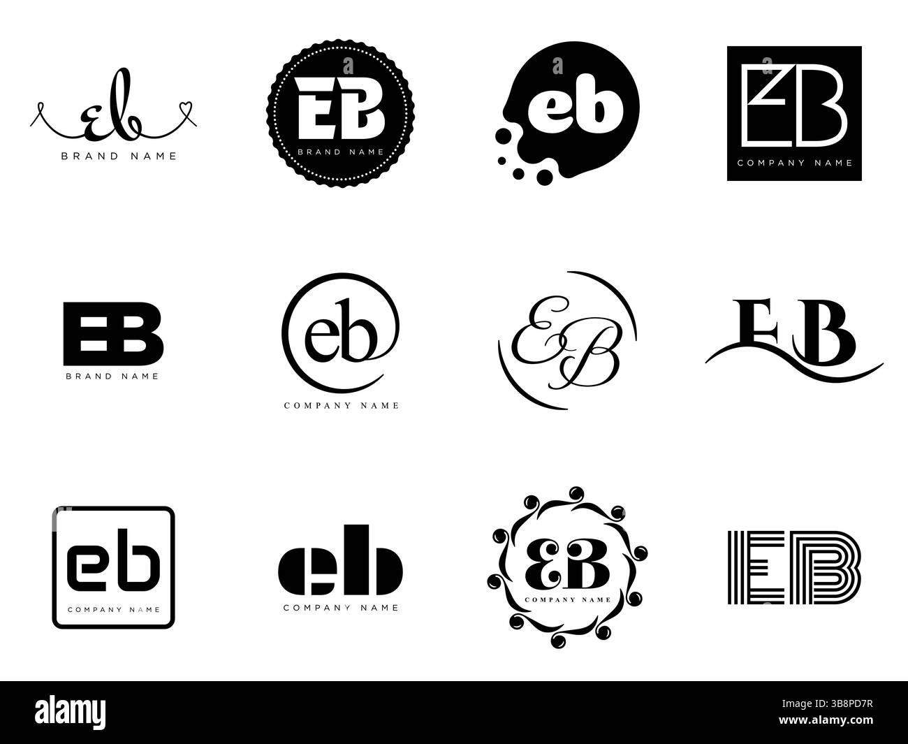 E b letter mark Black and White Stock Photos & Images - Alamy