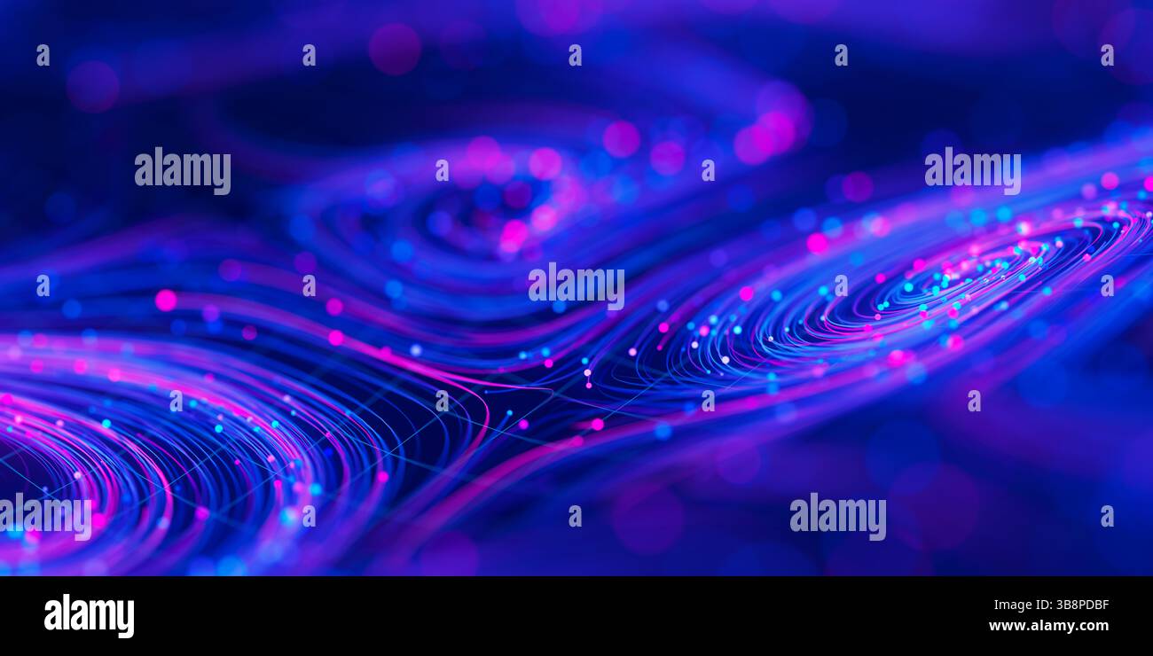 Closeup of Big data swirl patterns in futuristic cyberspace. Whirl flow of data in quantum ...