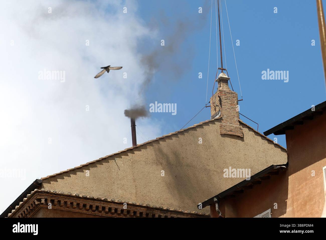 Rome, Italy 05-08-2025: Black smoke in the third ballot. Second day of ...