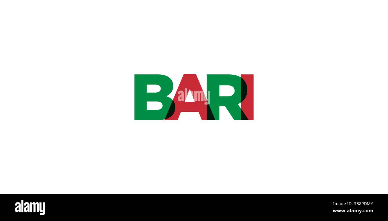 Bari in the Italia emblem for print and web. Design features geometric style, vector ...