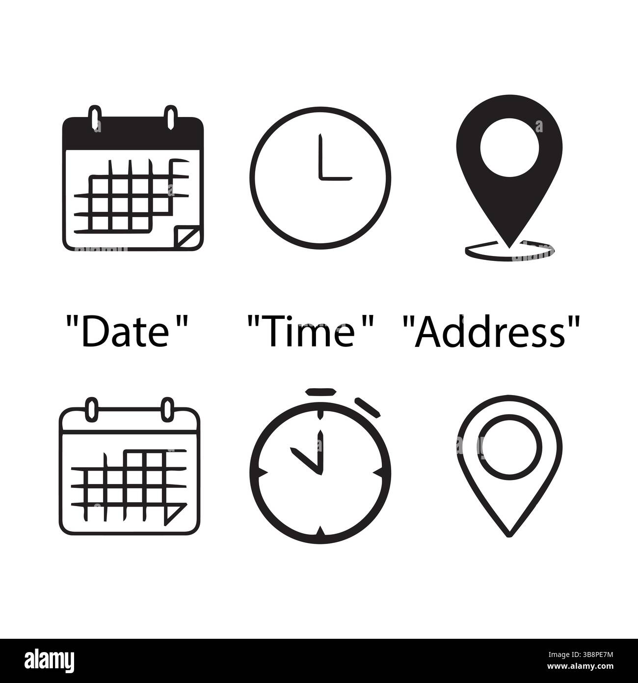 Date Time And Location Icon In Flat Style Date Date Time And Address Icon Event
