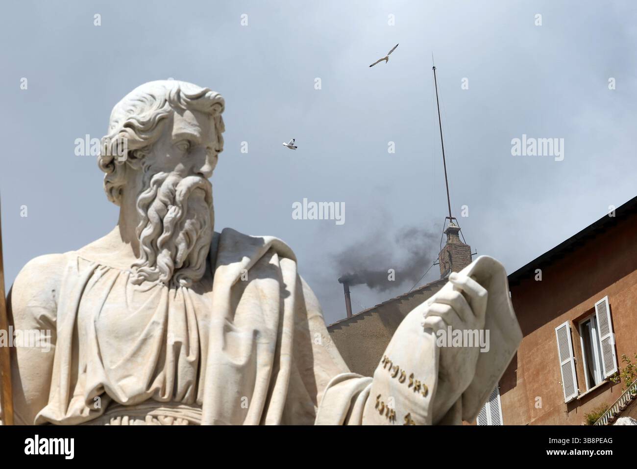 Rome, Italy 05-08-2025: Black smoke in the third ballot. Second day of ...