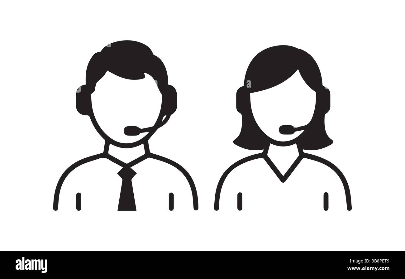 Customer Support Icons , Male and Female Call Center Vector ...