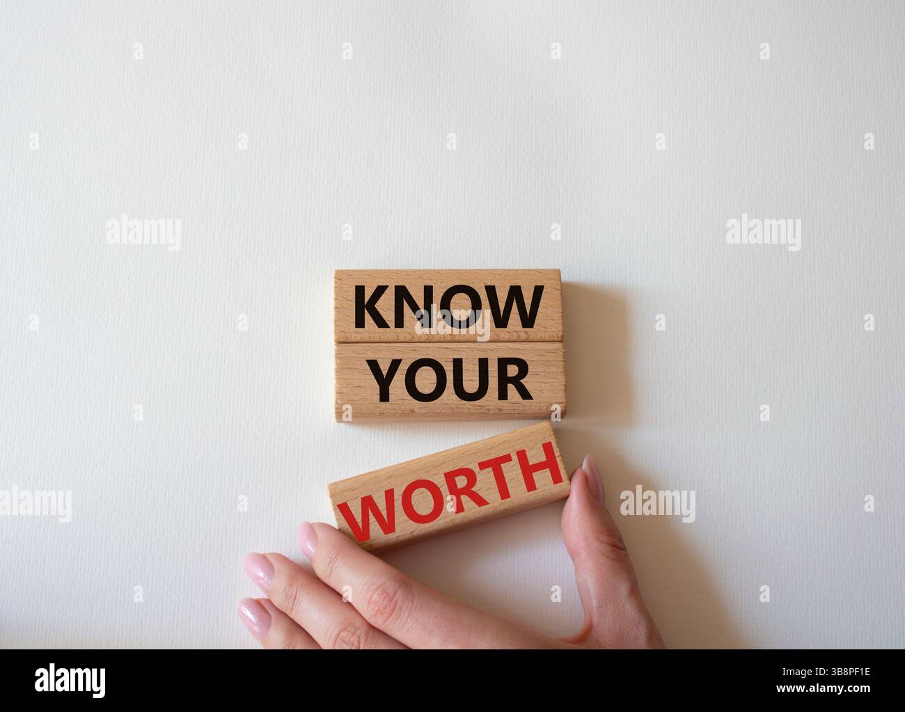 Know your worth symbol. Wooden blocks with words Know your worth ...