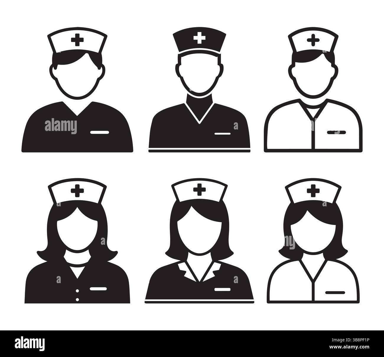 Nurse Icons Set , Male and Female Medical Staff Vector Illustrations ...