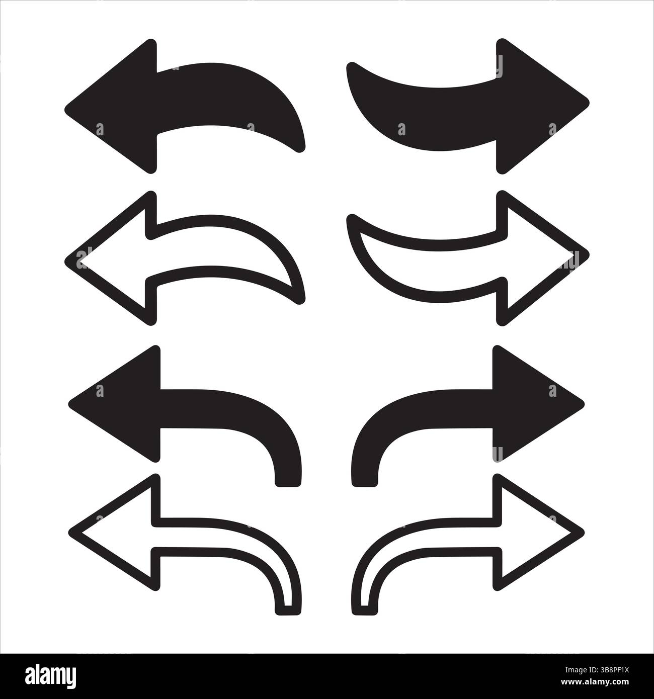 Curved Arrow Icons Set , Vector Directional Arrow Graphics Collection ...