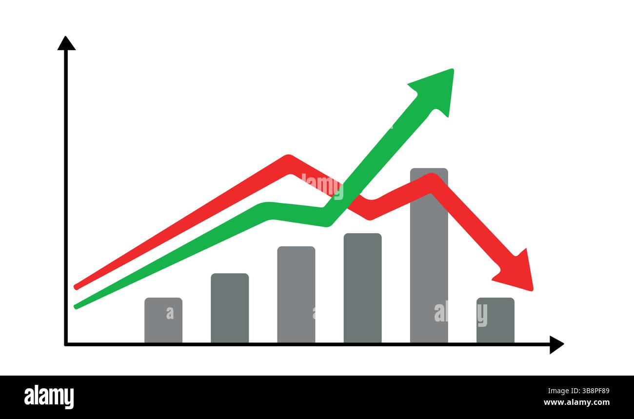 Stock Market Trend Chart , Growth and Decline Business Graph Illustration Stock Vector Image ...