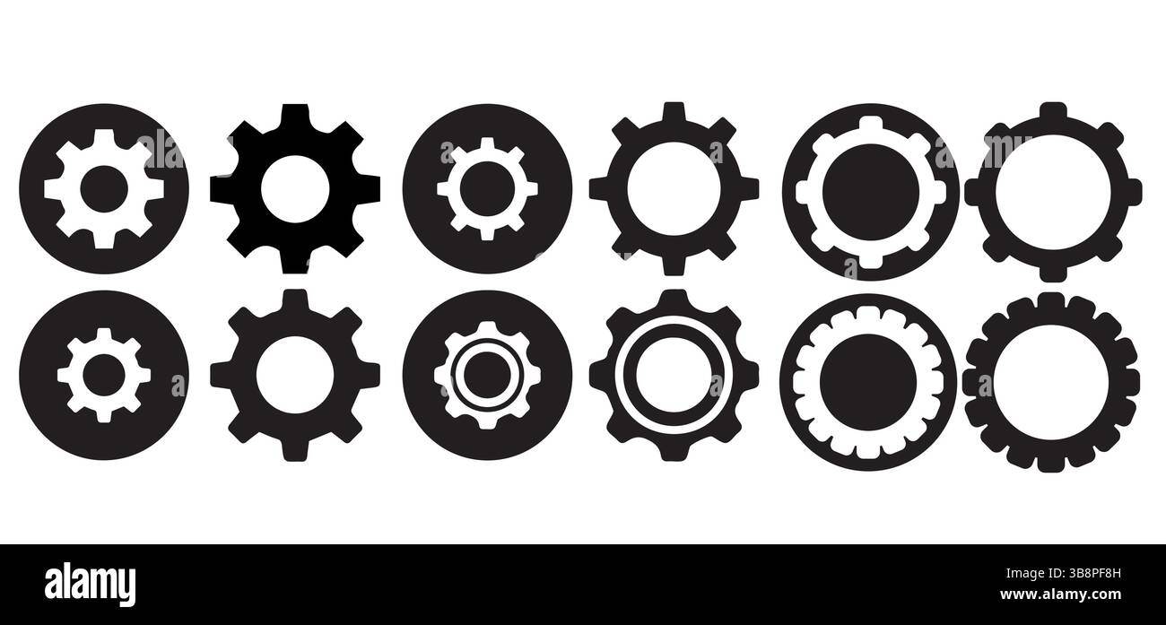 Vector Gear Icons Set Black and White , Settings icon set . Settings ...