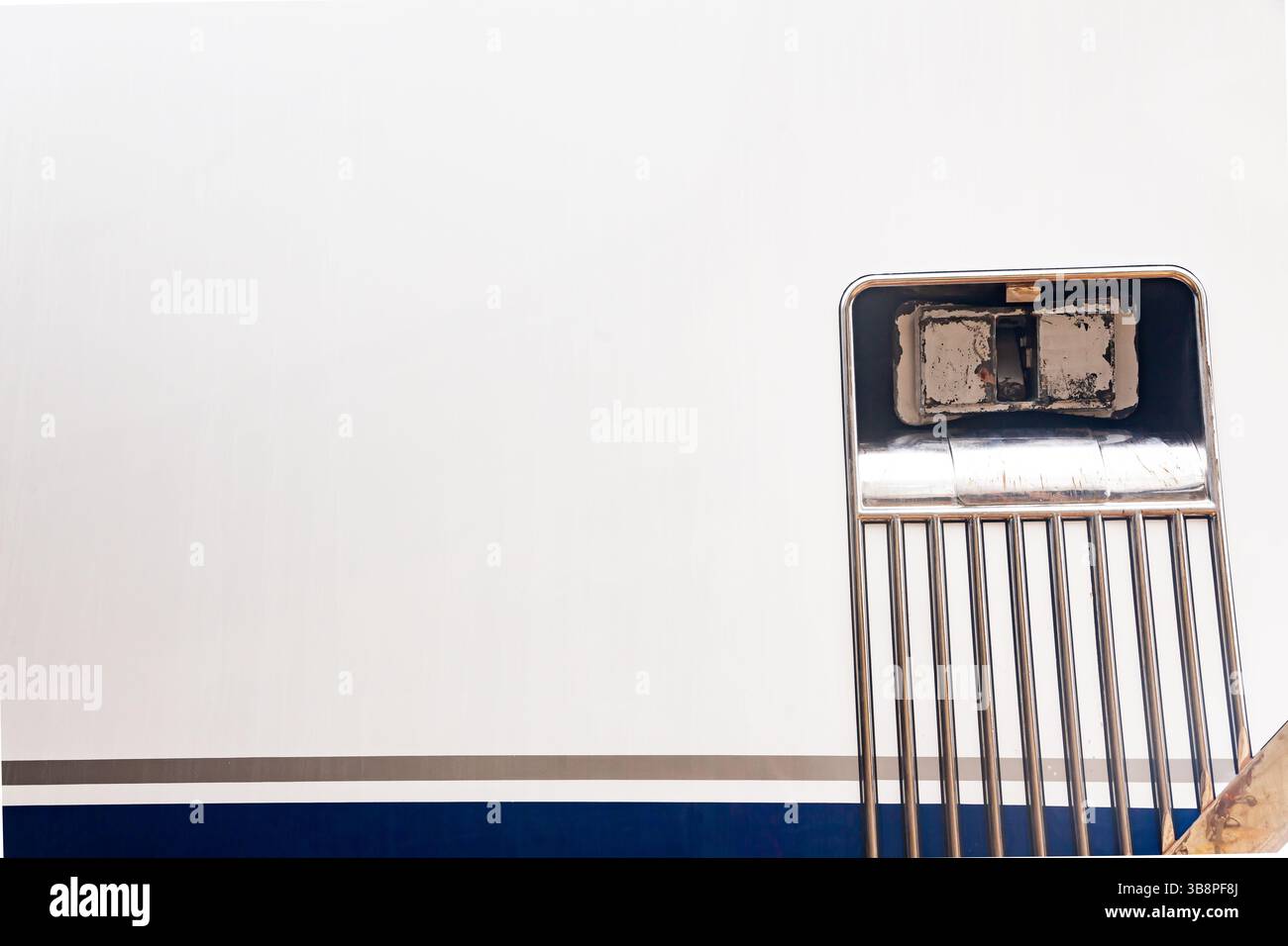 Side view of a luxury yacht with an anchor in the anchor hawse Stock ...