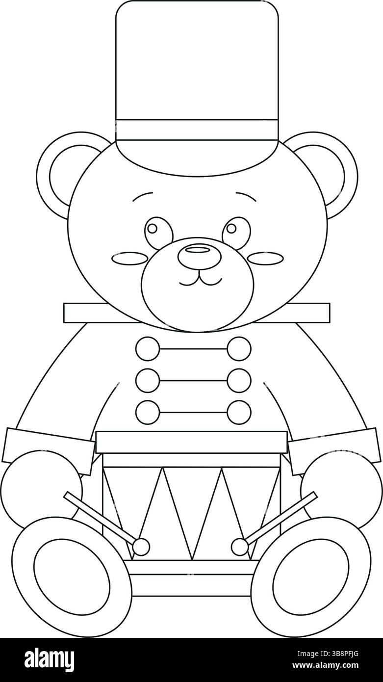 Vector illustration with Teddy Bear in shape with drum., Merry ...