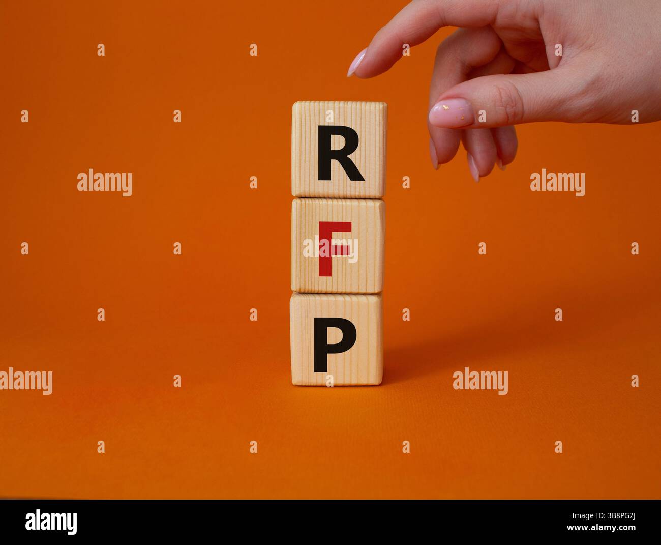RFP - Request for Proposal. Wooden cubes with word RFP. Businessman ...