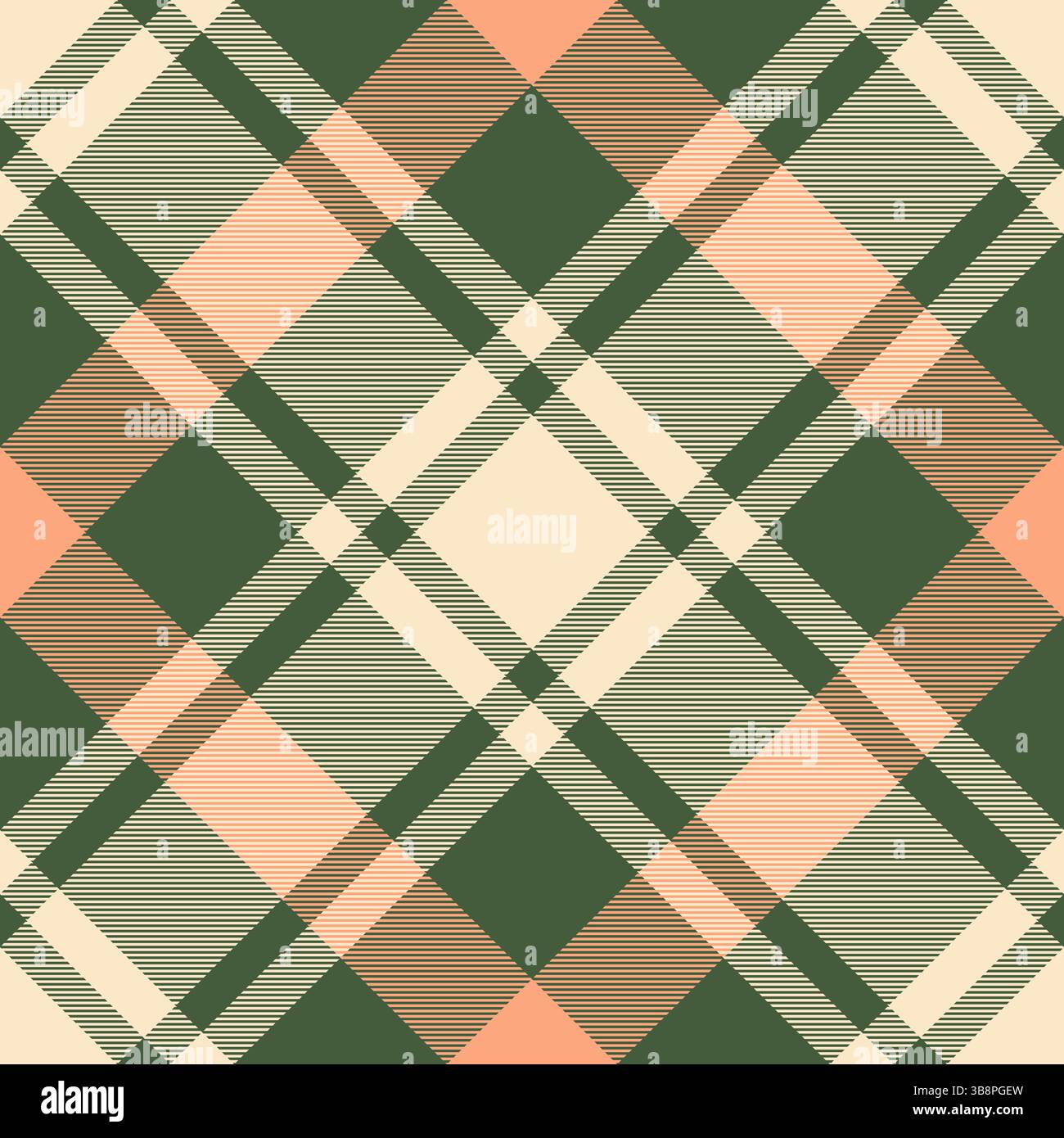 Elegant plaid pattern in soft peach, cream, and muted green hues ...