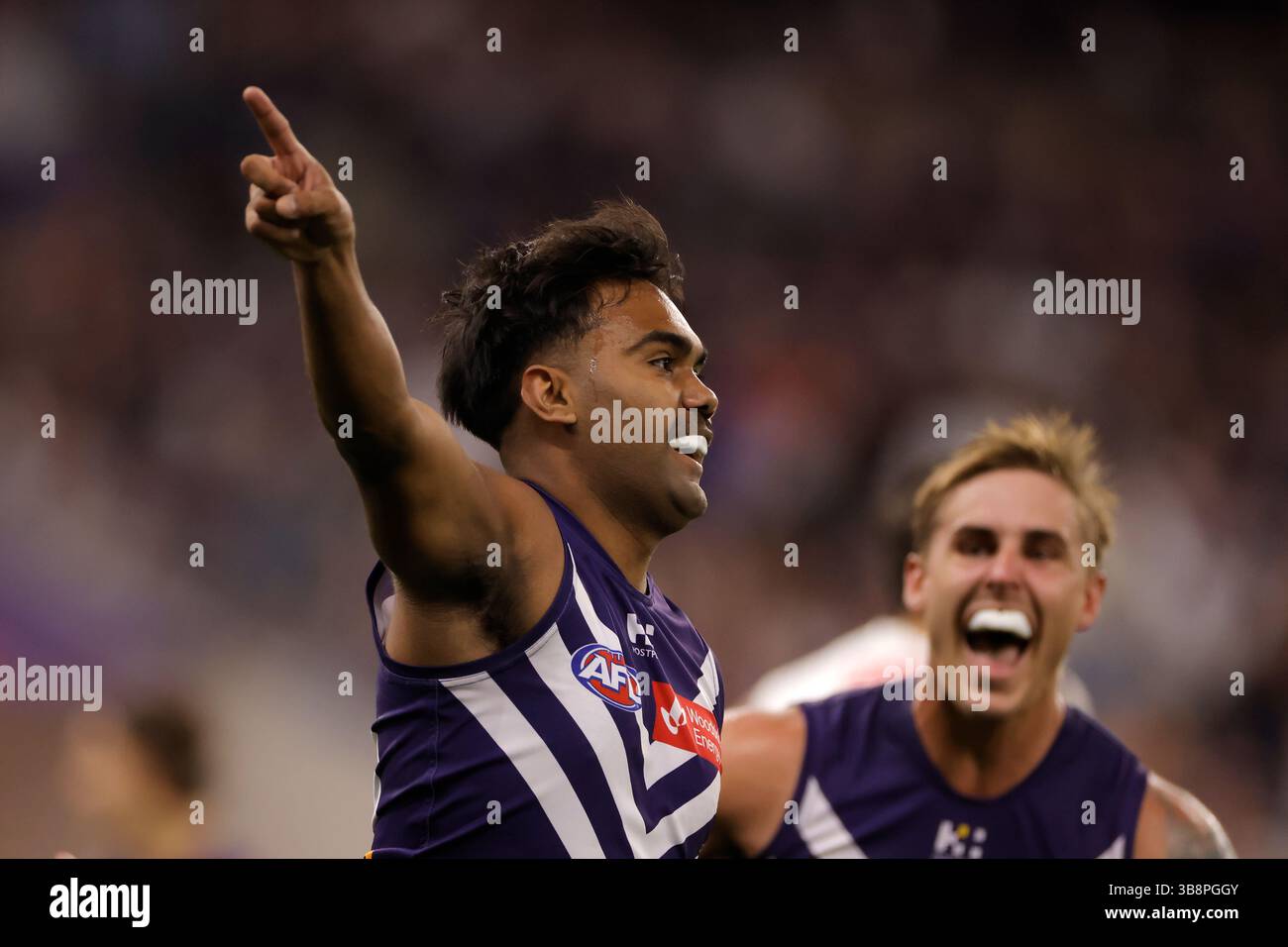 Perth, Australia. 08th May, 2025. Isaiah Dudley of the Dockers ...