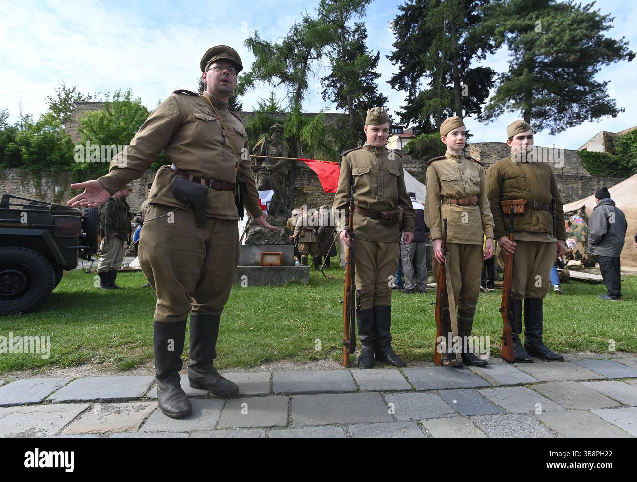 Prerov, Czech Republic. 08th May, 2025. Members of military history ...
