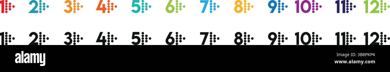 Abstract colorful number bullet point arrow vector set. Numbered 1 to ...