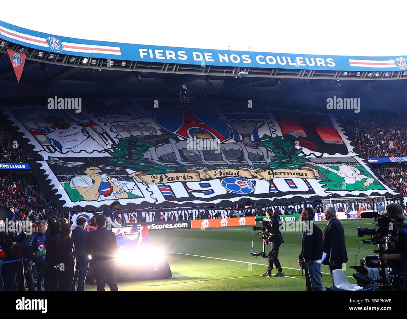 Paris, France, 7th May 2025. A PSG tifo during the Paris Saint Germain ...
