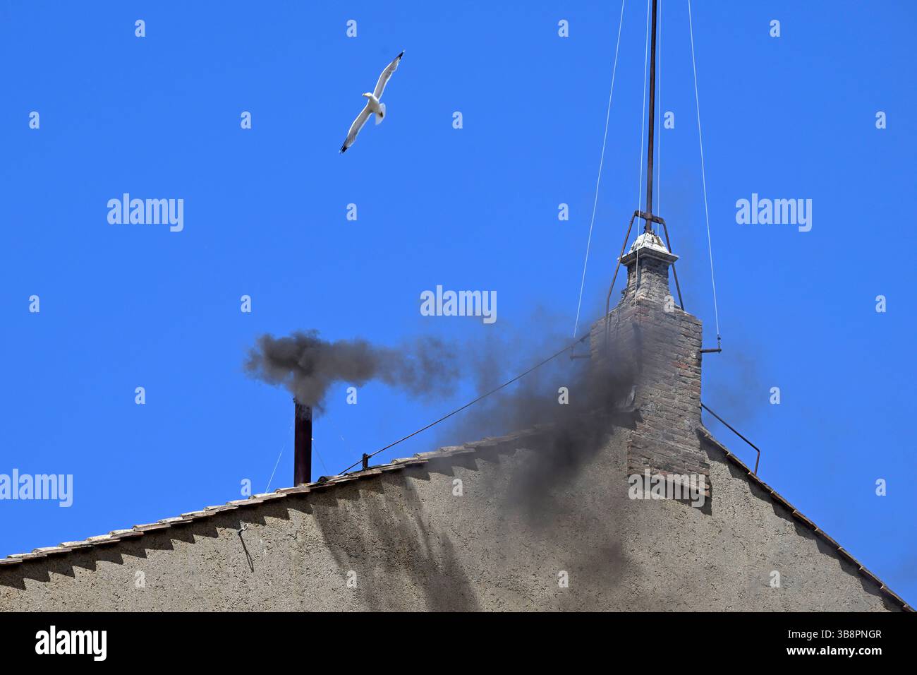 Black smoke after the third vote of the conclave, May 8, 2025, in ...