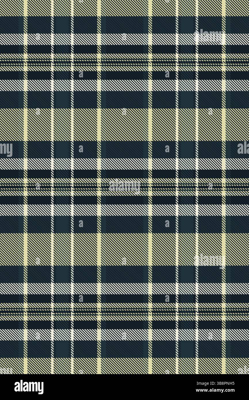 Lined check fabric textile, 70s texture plaid background. Manufacturing seamless vector pattern ...