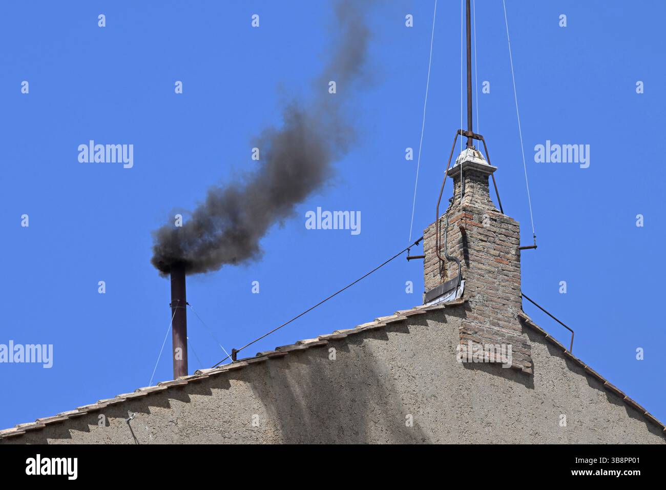 Black smoke after the third vote of the conclave, May 8, 2025, in ...