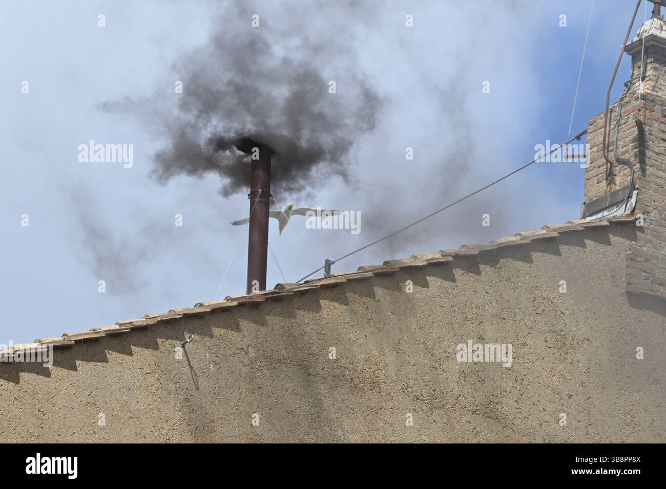 Black smoke after the third vote of the conclave, May 8, 2025, in ...