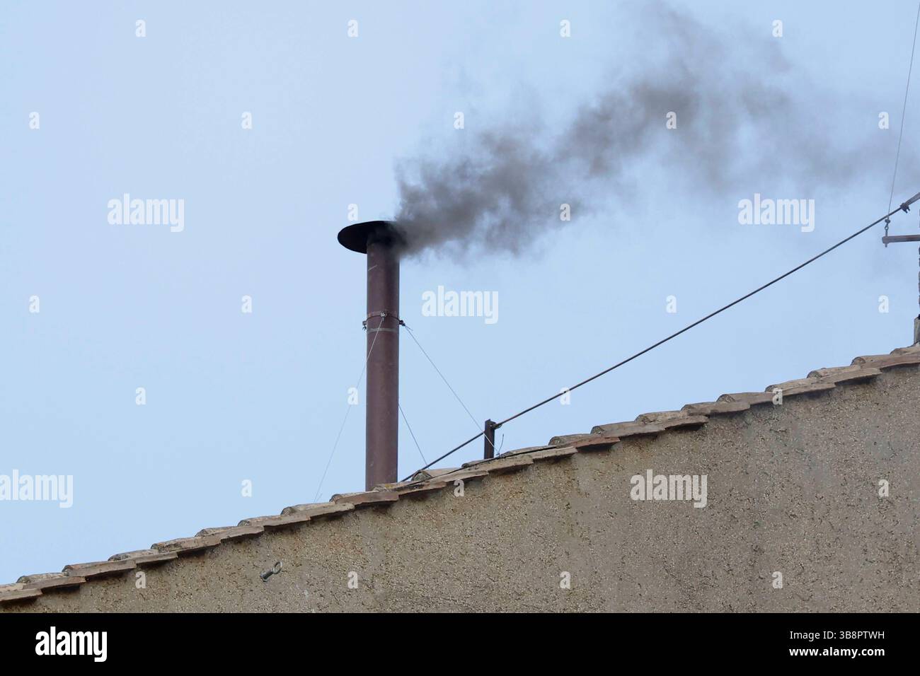 VATICAN POPE VOTE CONCLAVE Black smoke is billowing from the chimney on ...