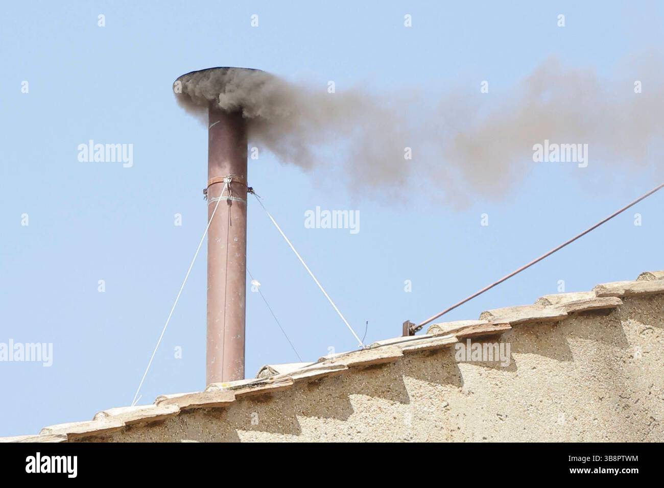 VATICAN POPE VOTE CONCLAVE Black smoke is billowing from the chimney on ...