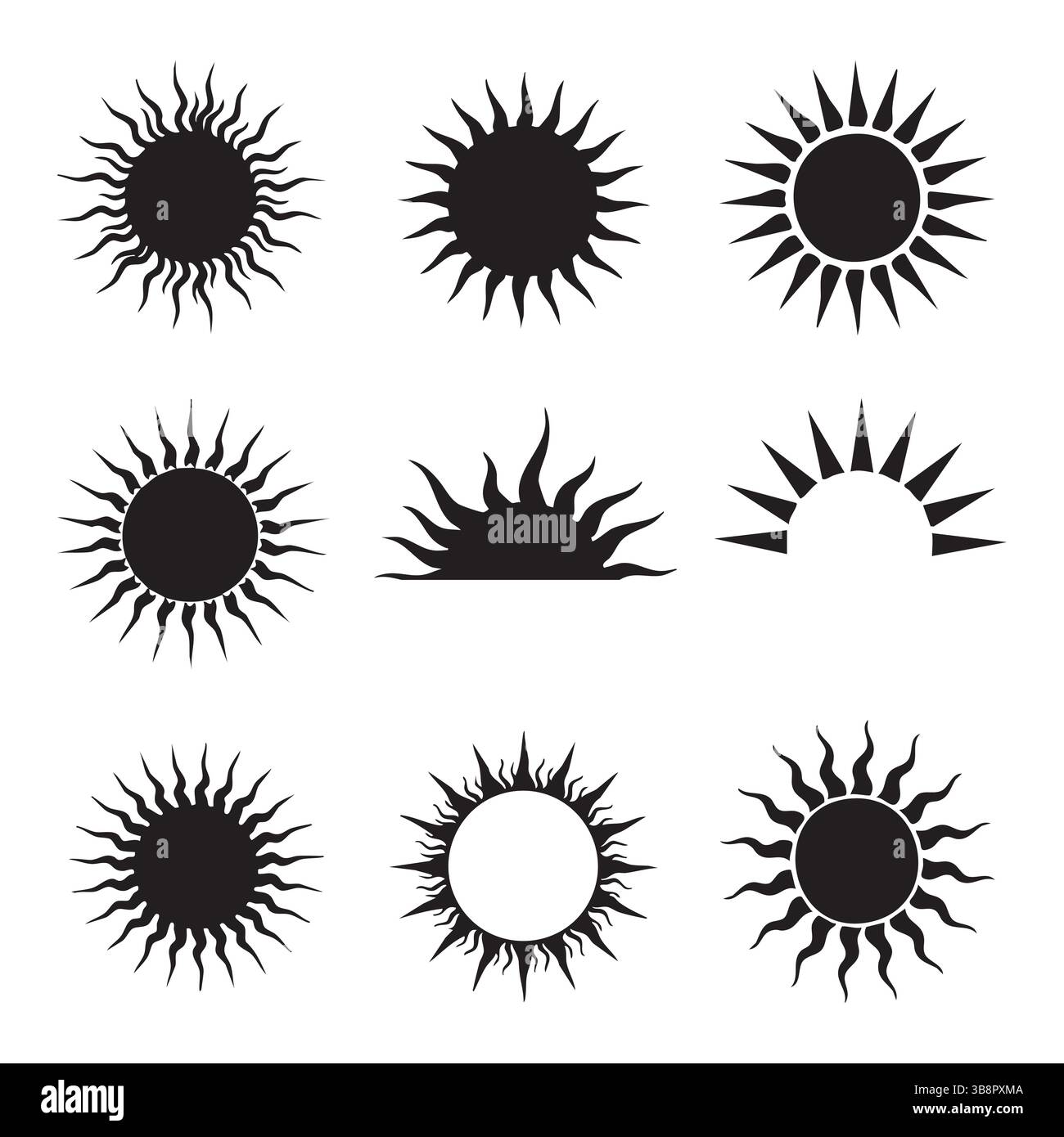 Set of sun silhouette on white background Stock Vector Image & Art - Alamy