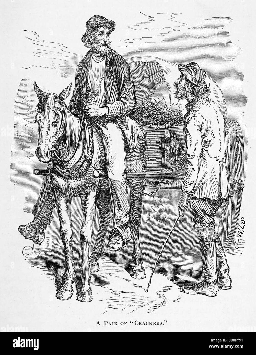 A pair of Georgia "crackers," pioneer settlers. 19th century archival ...