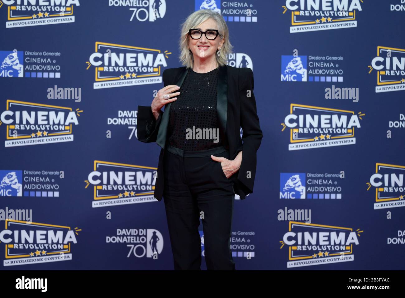 Rome, Italy. 07th May, 2025. Lunetta Savino attends the red carpet of David di Donatello 2025 at ...
