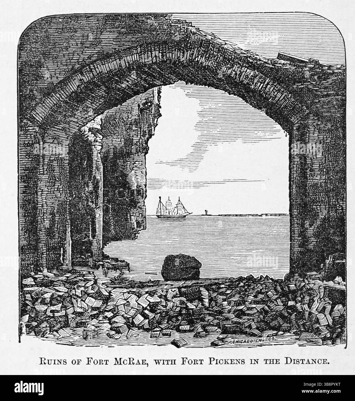 Ruins of Fort McRee, with Fort Pickens in the distance, Perdido Key ...