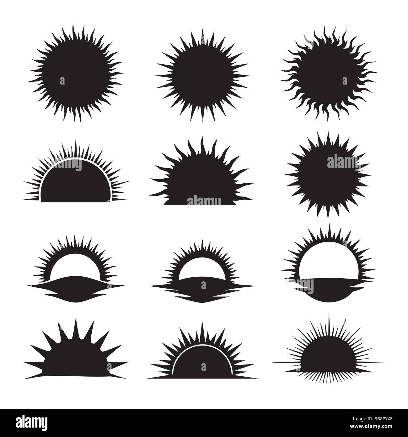 Set of sun silhouette on white background Stock Vector Image & Art - Alamy