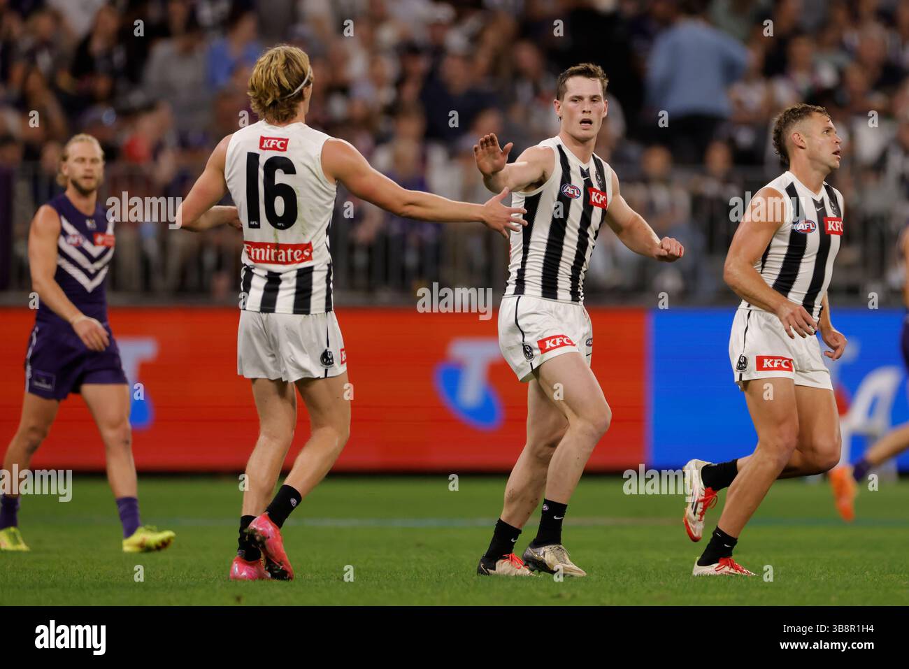 Perth, Australia. 08th May, 2025. Ned Long of the Magpies is ...