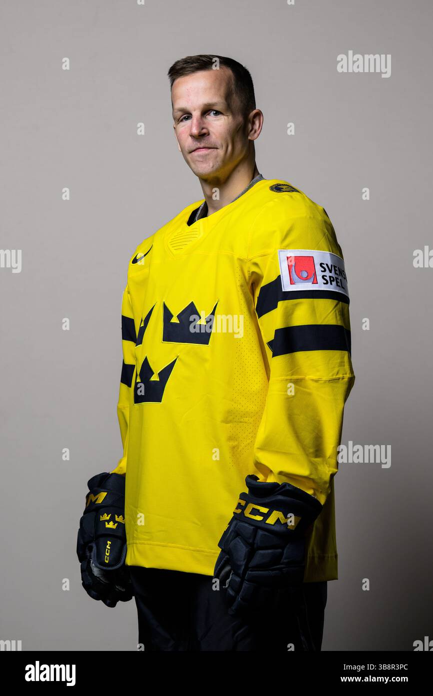 Max Friberg of, Sweden. , . poses for a portrait ahead of the 2025 IIHF ...