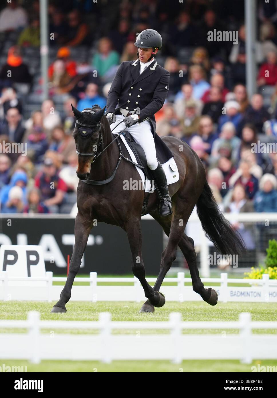 Tom Crisp on Dassett Rock Star during the dressage stage on day two of ...