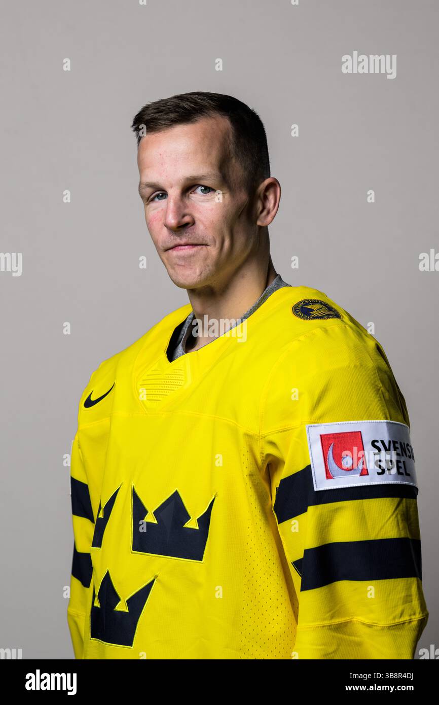 Max Friberg of, Sweden. , . poses for a portrait ahead of the 2025 IIHF ...