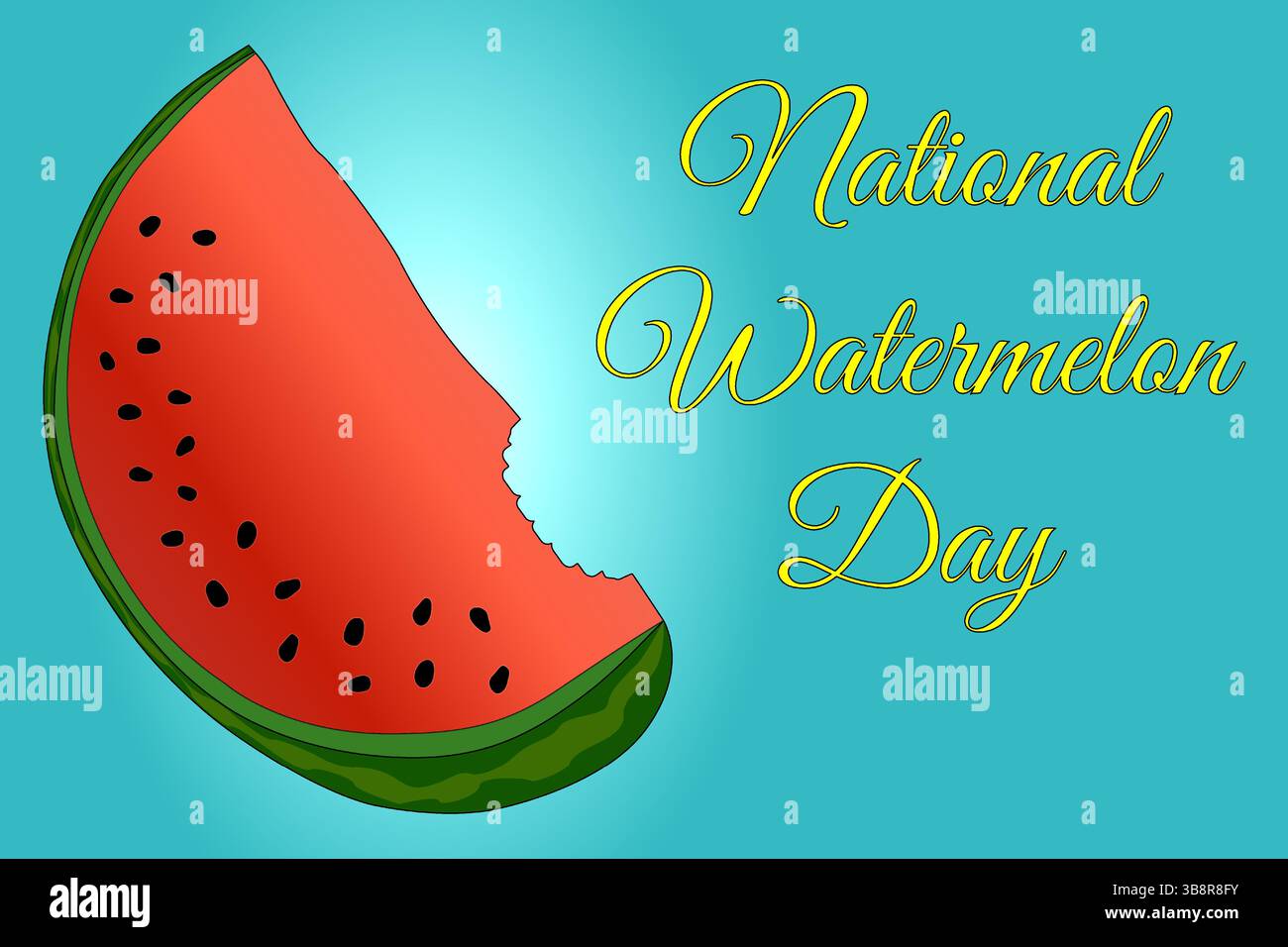 Summer vector illustration depicting watermelon with bitten off piece ...