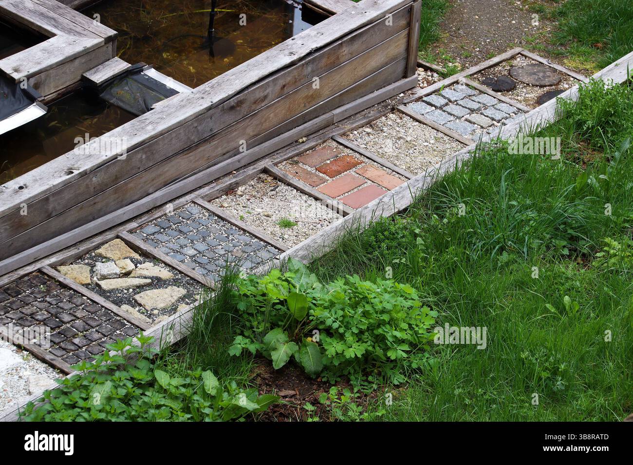 Barefoot path made from different stones where special sensory ...