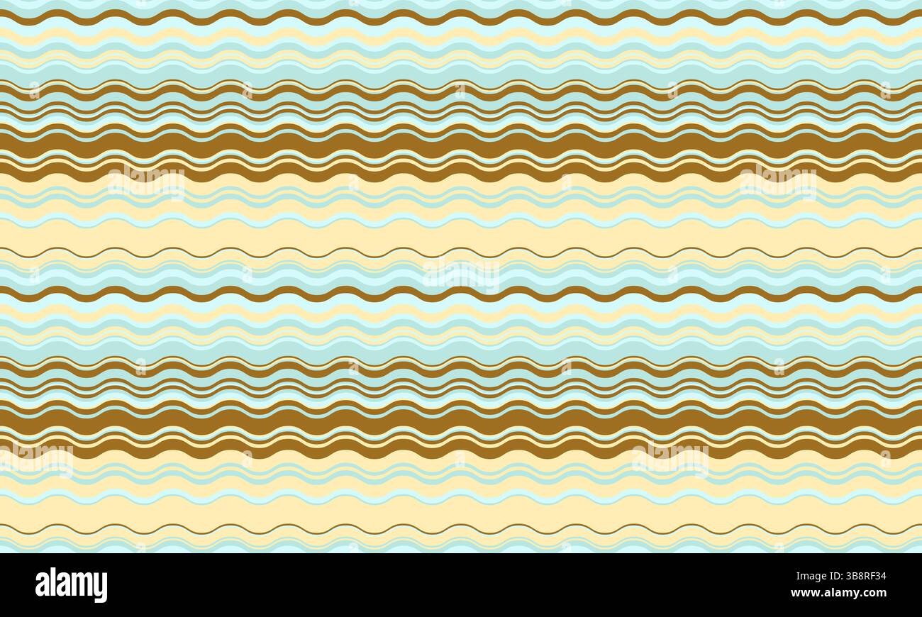 Seamless wavy stripes pattern in pastel blue, beige, and brown. Perfect ...