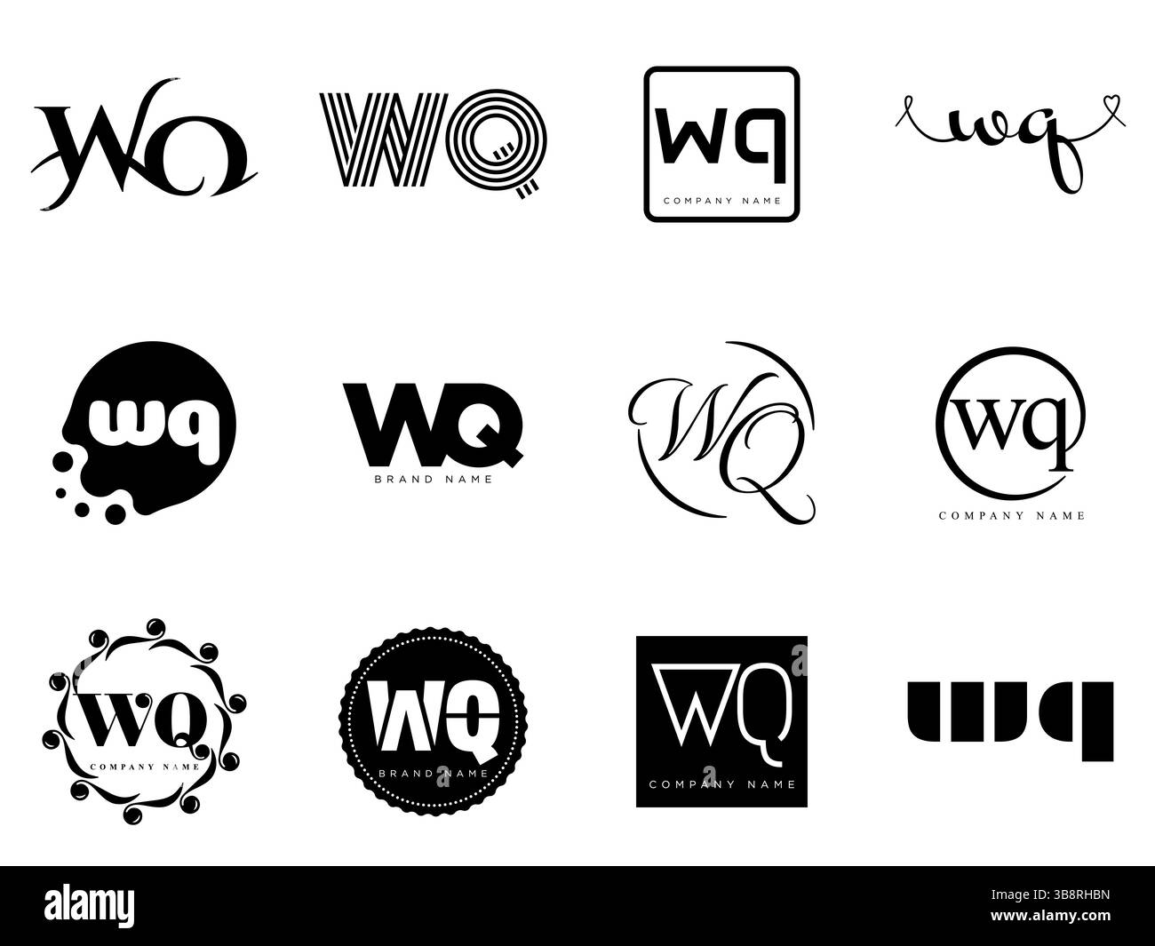 WQ logo company template. Letter w and q logotype. Set different ...